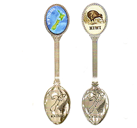 NZ Map & Kiwi Tea Spoons - 81018 80952 – New Zealand Souvenirs & Gifts